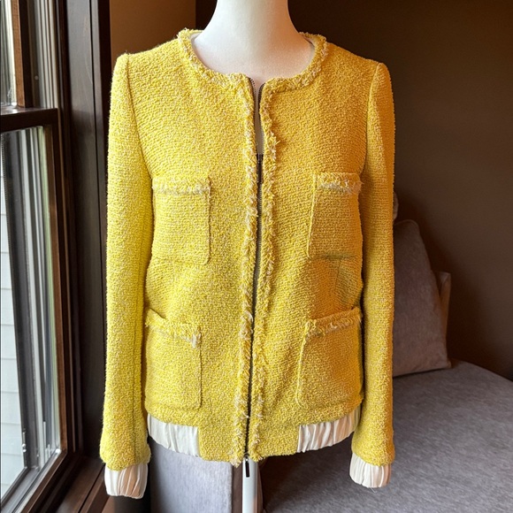 Zara | Jackets & Coats | Zara Elegant Yellow Tweed Jacket | Poshmark